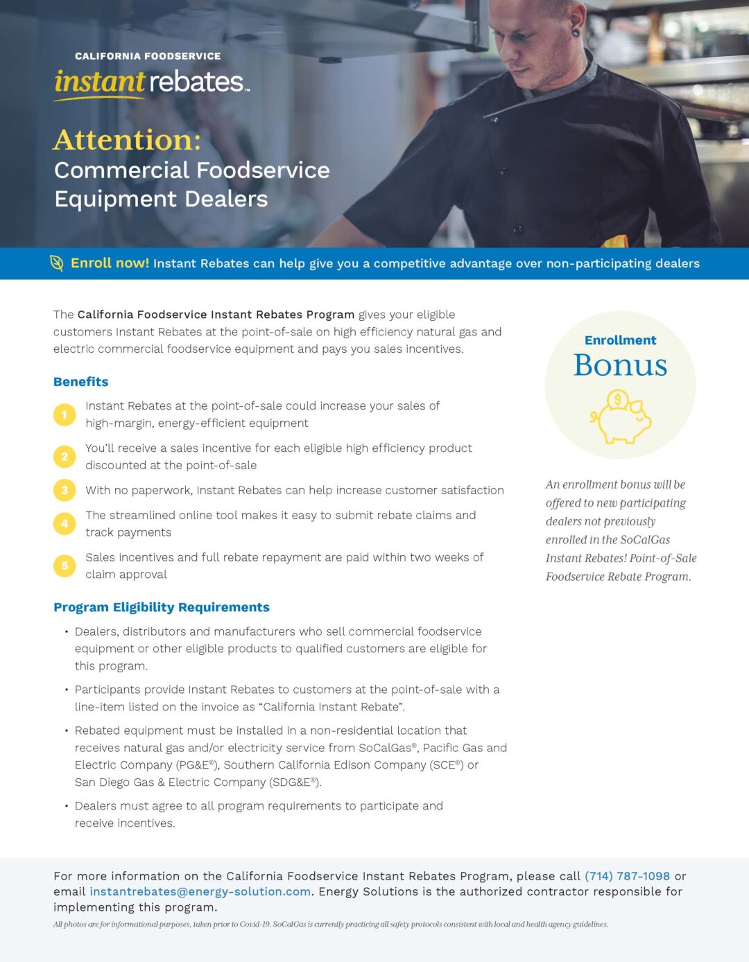 CA Statewide Foodservice Instant Rebates Program - Energy Solutions